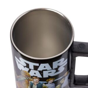 Silver Buffalo Star Wars Group Shot Double Wall Stainless Steel Coffee Mug with Handle, 15 Ounces