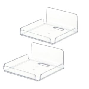 reqo acrylic floating small wall shelves,mini wall mounted hanging display shelves, universal adhesive shelf easy to install no drill,for security cameras, baby monitors, smart speaker (2pcs)