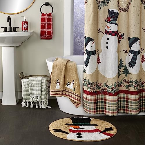 SKL Home Christmas/Winter Rustic Plaid Snowman Rug for Bath/Kitchen & Gift, Multi