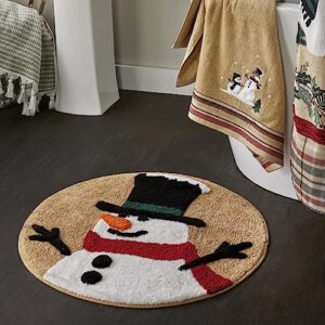 SKL Home Christmas/Winter Rustic Plaid Snowman Rug for Bath/Kitchen & Gift, Multi