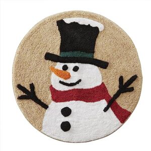 skl home christmas/winter rustic plaid snowman rug for bath/kitchen & gift, multi