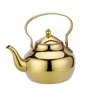 2000ml gooseneck teapot with removable infuser, 2.1qt hot water kettle boiling water pot, stainless steel tea kettle, stovetop safe teapot coffee kettle for coffee blooming, loose tea, gold