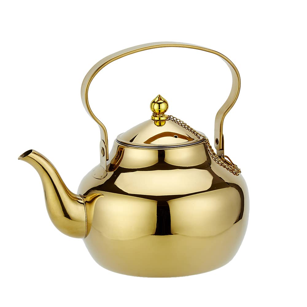 2000ml Gooseneck Teapot with Removable Infuser, 2.1qt Hot Water Kettle Boiling Water Pot, Stainless Steel Tea Kettle, Stovetop Safe Teapot Coffee Kettle for Coffee Blooming, Loose Tea, Gold