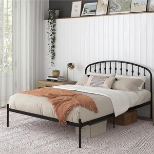 dhp narla metal platform bed, queen, black