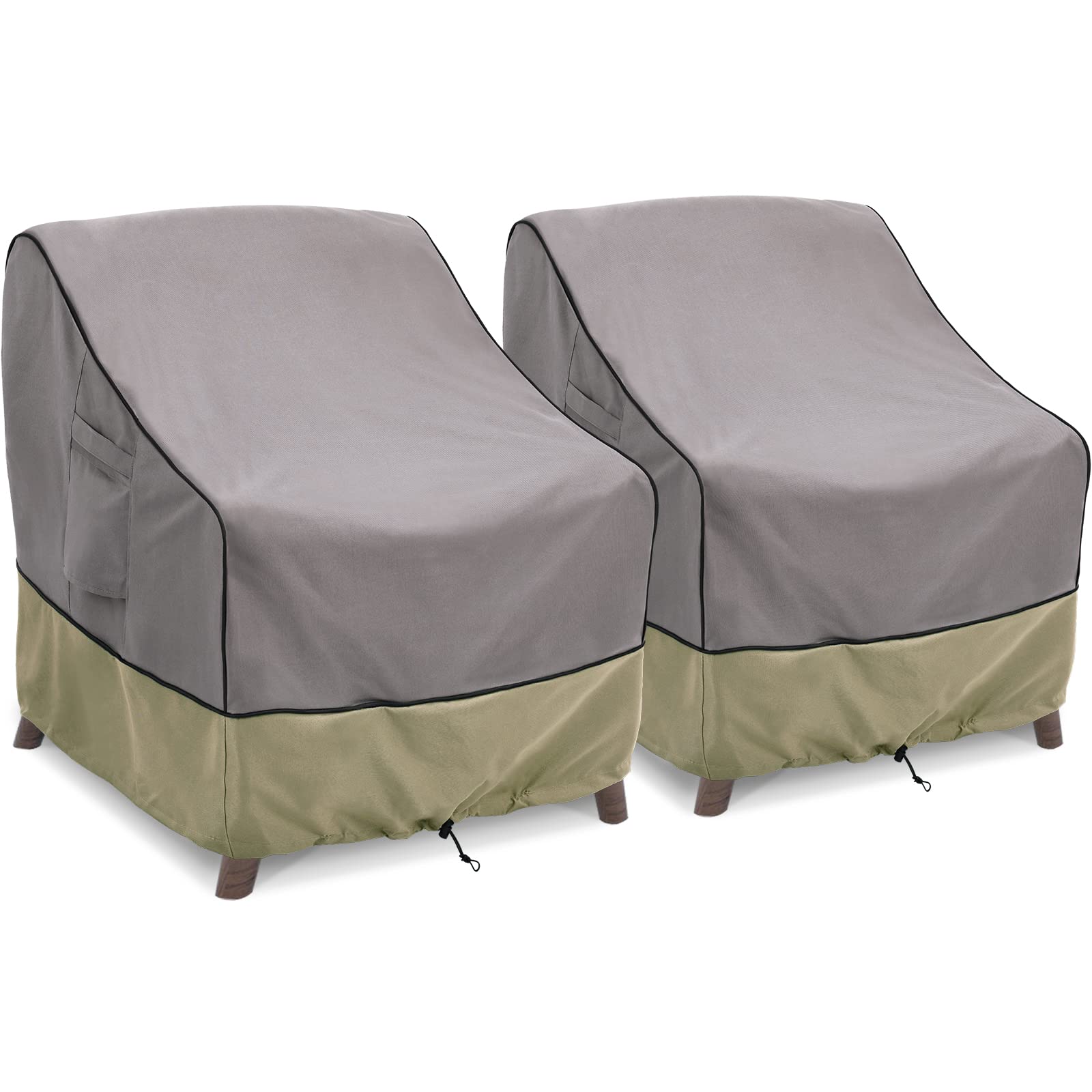 BRIVIC Patio Furniture Covers Waterproof for Chair, Outdoor Lawn Chair Covers Fits up to 29W x 30D x 36H inches(2Pack), Grey