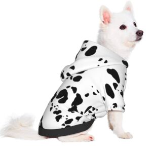 Dalmatian Print Pet Dog Cat Hoodies with Pocket Halloween Cosplay Clothes Costume Sweaters Outfits Pullover Sweatshirt for Large Medium Small Dogs Size Medium