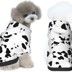 Dalmatian Print Pet Dog Cat Hoodies with Pocket Halloween Cosplay Clothes Costume Sweaters Outfits Pullover Sweatshirt for Large Medium Small Dogs Size Medium