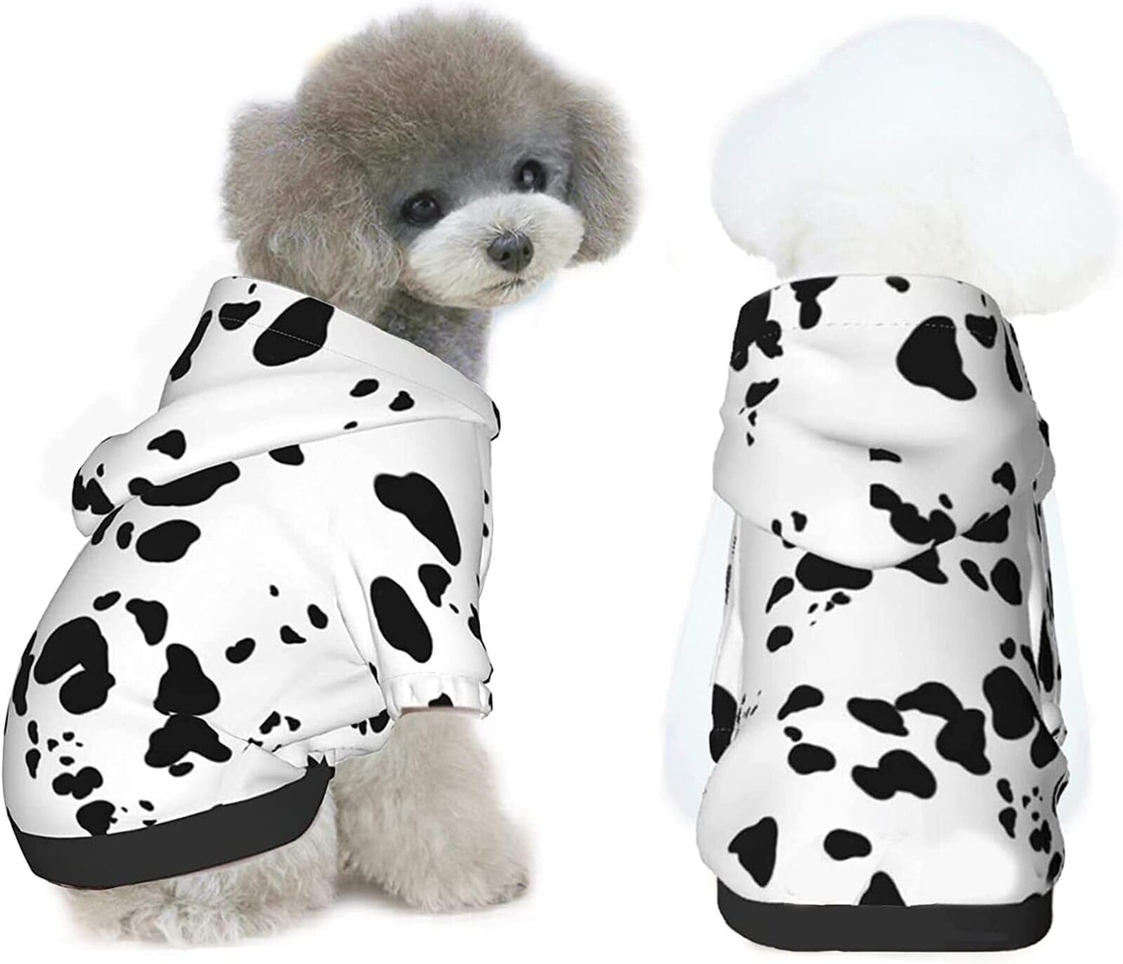 Dalmatian Print Pet Dog Cat Hoodies with Pocket Halloween Cosplay Clothes Costume Sweaters Outfits Pullover Sweatshirt for Large Medium Small Dogs Size Medium