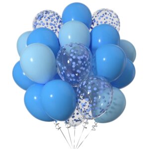 capesaro blue balloons,12 inch light blue confetti latex balloons for boys party decorations,pack of 50