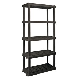 koolatron garage shelving heavy duty storage shelves for garage storage, 5-shelf plastic shelving unit adjustable garage storage utility rack, heavy duty shelving, basement storage rack, matte black