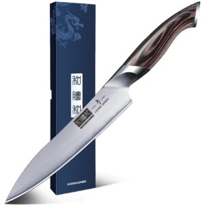 hoshanho 6 inch kitchen knife, ultra sharp japanese aus-10 stainless steel chef knife, multipurpose kitchen utility knife with ergonomic pakkawood handle