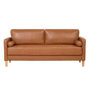 lifestyle solutions lexington sofa, faux leather, caramel