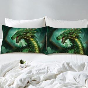 Personalized Green Dragon Duvet Cover Bedding Dragon - Dragon Comforter for Girls Boys Kid - Dragon Comforter, Quilts Bedding All Season, Dragon Bed Sets