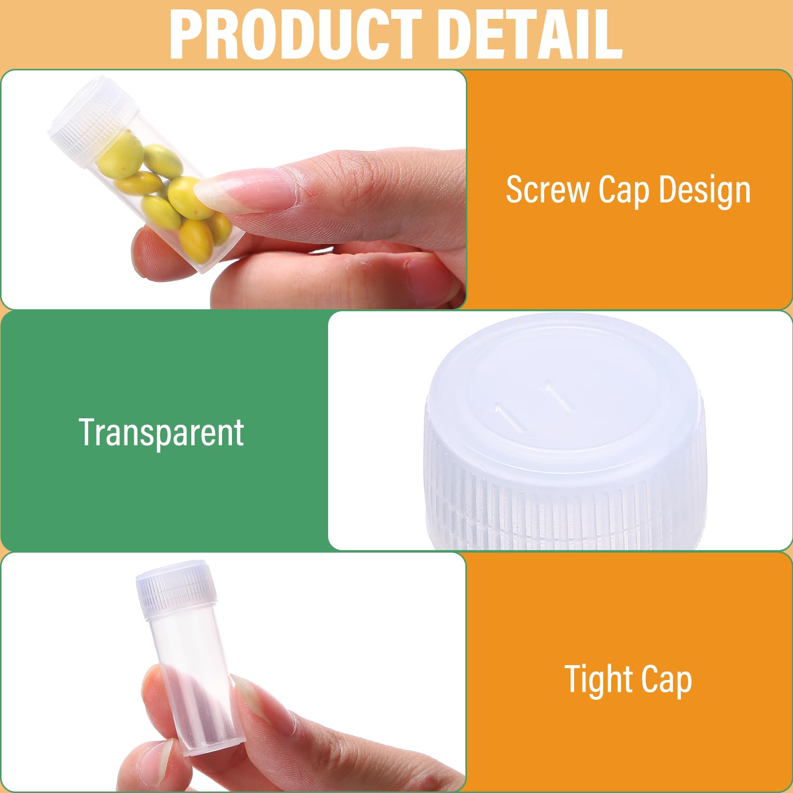 Lallisa 300 Pcs 5 ml Small Plastic Bottles Empty Pill Bottles Clear Plastic Vials with Caps Small Sample Bottles Lab Plastic Test Tubes for Travel Storage Portable Lab Supplies