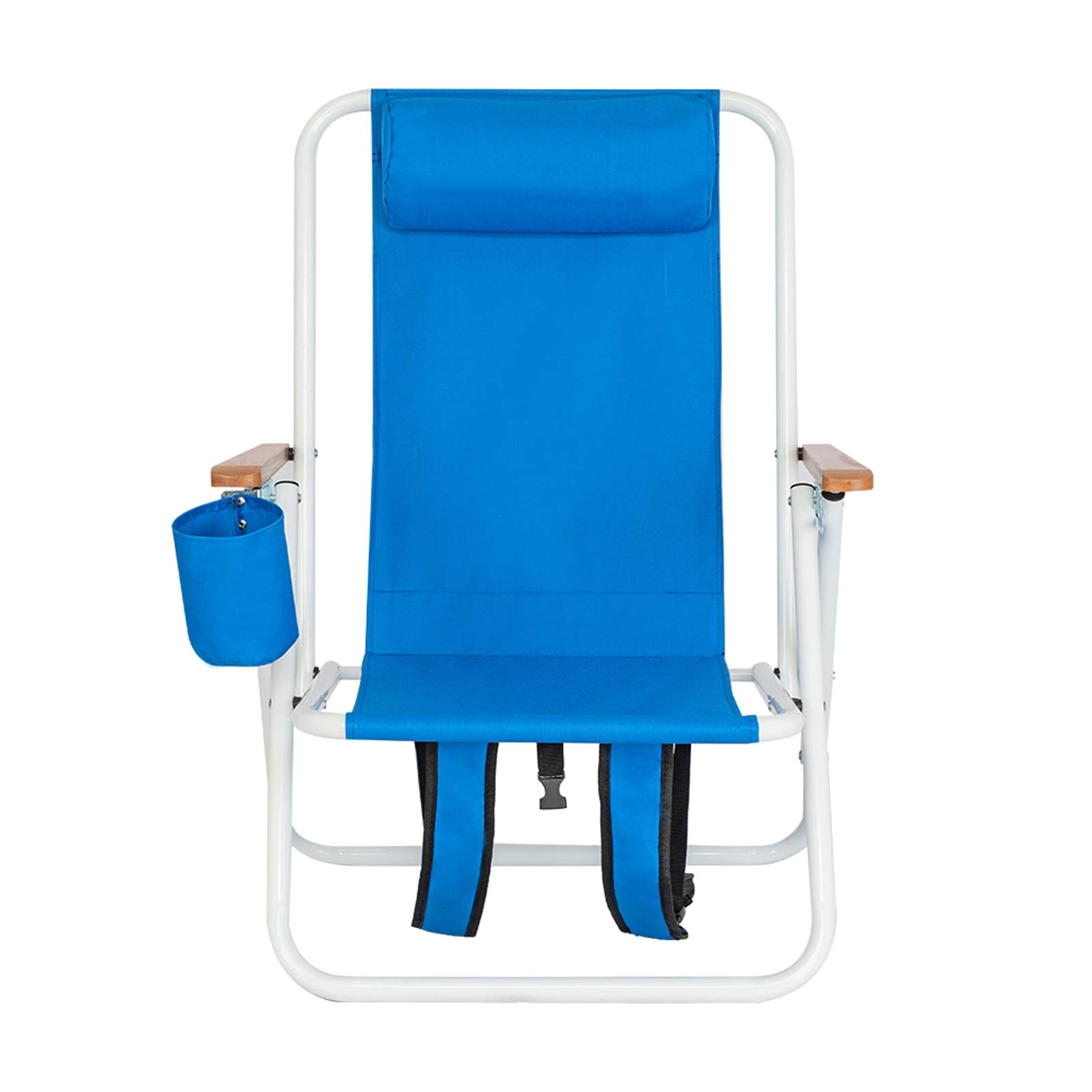 Backpack Beach Chair with Cup Holder for Adults, Folding Beach Chairs for Outside, Camping Chair with Adjustable Headrest Pillow,Outdoor Garden Park Pool Side Lounge Chair,for Outdoor Patio Pool