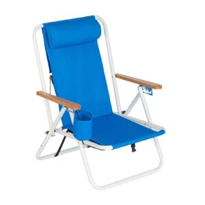 backpack beach chair with cup holder for adults, folding beach chairs for outside, camping chair with adjustable headrest pillow,outdoor garden park pool side lounge chair,for outdoor patio pool