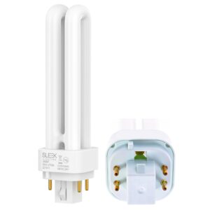 SLEEKLIGHTING 18 Watt T4 Double Tube CFL 4 Pin G24Q-2 Base Light Bulb 2700K 1050lm -Replaces PLC-18W 827 -Compact Fluorescent - Warm White Light 4pack