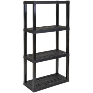 koolatron 4-tier shelving unit, 57 fixed height, medium storage organizer for home, garage, basement, shed and laundry room, 14" w x 30" d x 57" h, made with recycled materials, matte black