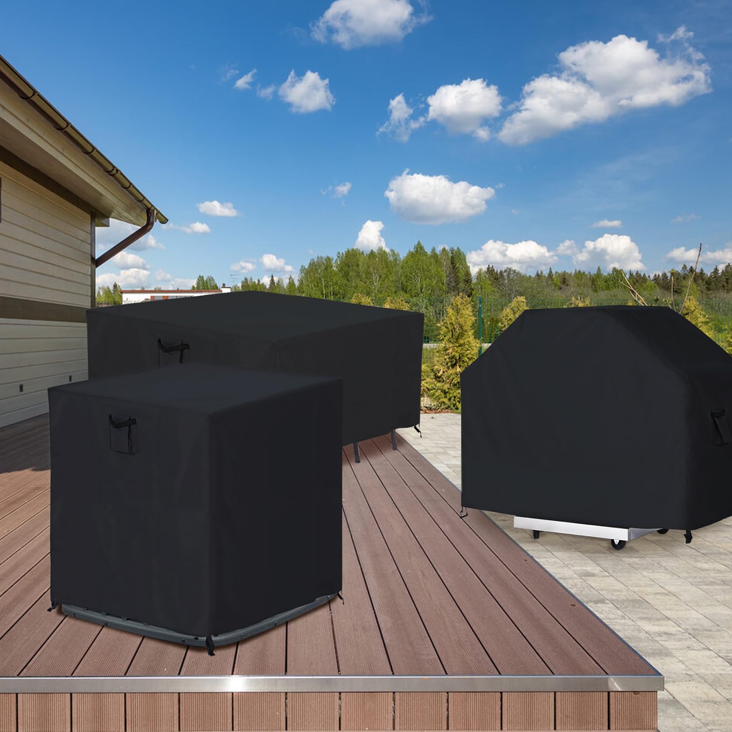 ABCCANOPY Air Conditioner Cover Waterproof Protective Cover Outdoor Furniture Cover Universal Square Cover Furniture Protective Cover 34x34x32 Black