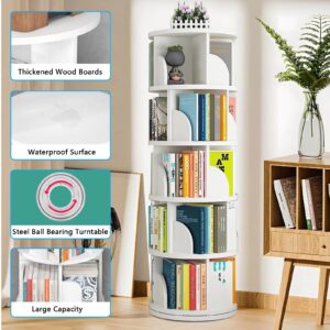 Rotating Bookshelf Tower, 360 Display 5 Tier Floor Standing Bookcase Storage Rack for Kids&Adults, Corner Bookshelf for Small Space, Book Shelf Rotating Bookcase for Bedroom, Living Room, Study