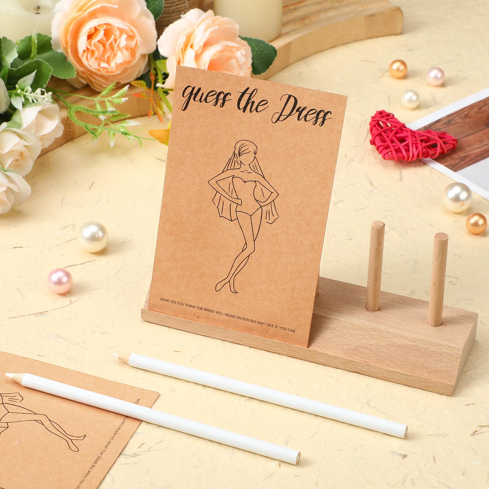 Tenceur 50 Sets Guess the Dress Bridal Shower Games Include 50 Guess the Dress Card Bridal Shower Game Wedding Shower Games and 50 White Sketching Pencils for Bridal Shower Wedding Party Favors