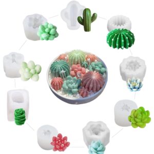 navani 9 pack succulent silicone mold,flower resin mold,silicone candle molds.3d cacti candle mold silicone for scented candles soaps making, wax, resin casting,soap cake dessert mousse mold (a)