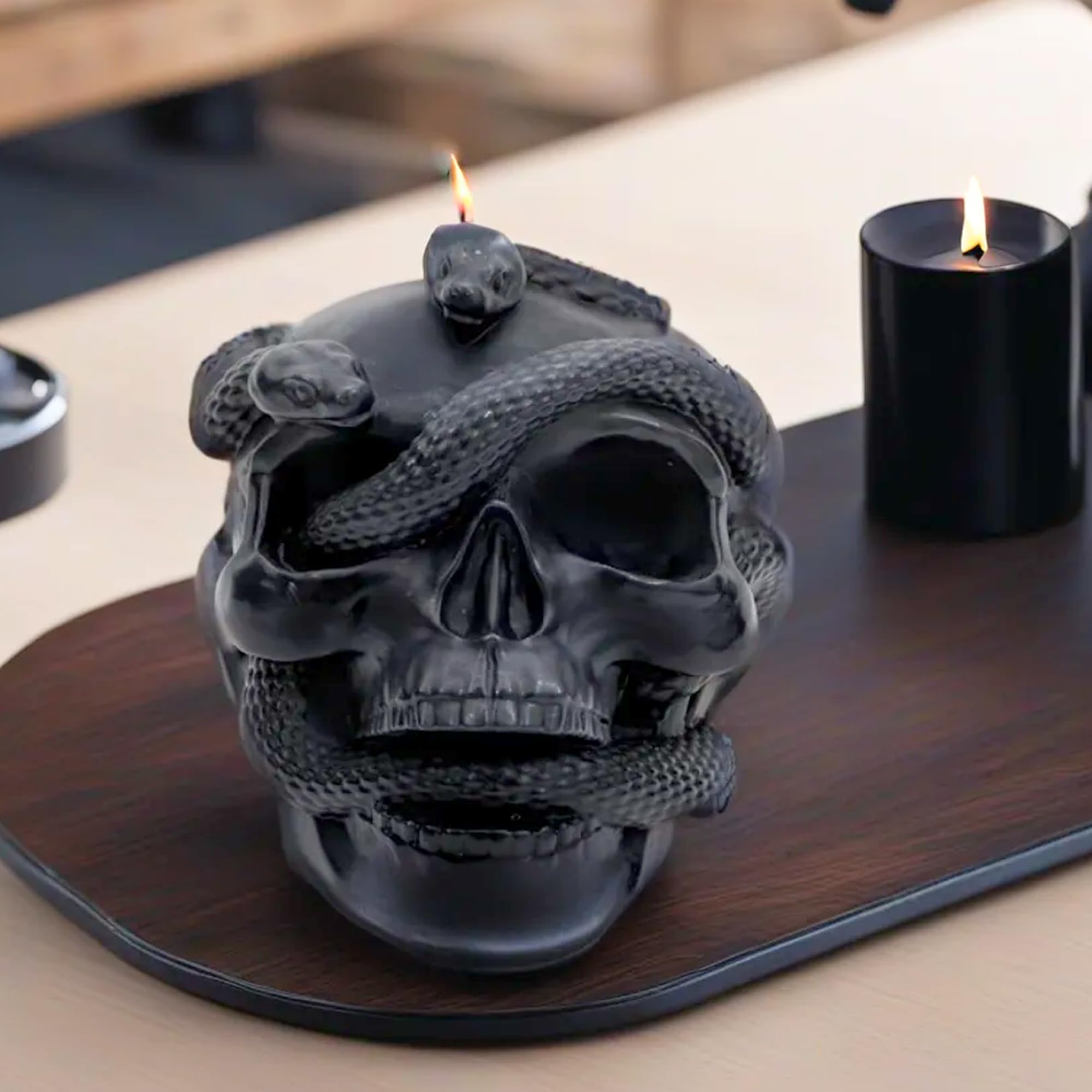 LIDY Big Black Skull Candle 36hr Burn - Unique Candles for Gothic Decor - Emo Goth Black Candles - Skeleton Candle for Creepy Decor & Gifts