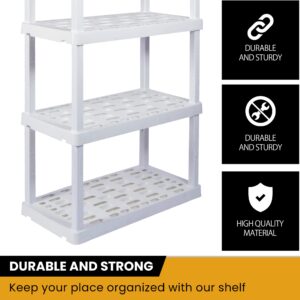 Koolatron 4-Tier Shelving Unit, 57 Fixed Height, Medium Storage Organizer for Home, Garage, Basement, Shed and Laundry Room, 14" D x 30" W x 57" H, Made with Recycled Materials, White