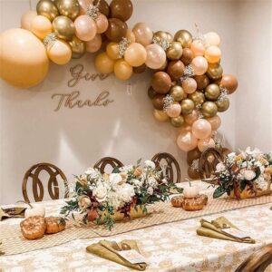 Graduation Party Decorations Brown Gold 2024/Brown Gold Balloons 45pcs for Woodland Teddy Bear Baby Shower Wild West Cowboy Party/Brown Gold Birthday Decorations