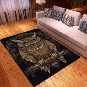 Customized Owl Bathroom Rugs - Owl Area Rug - Rug Runner Owls, Owl Carpets, Owl Rugs Home Decor 5x8, Fall Rugs with Owls, Lovely Owl Area Rug for Bedroom Playroom, Absorbent Non Slip Soft Owl Carpet