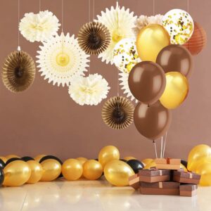 Graduation Party Decorations Brown Gold 2024/Brown Gold Balloons 45pcs for Woodland Teddy Bear Baby Shower Wild West Cowboy Party/Brown Gold Birthday Decorations