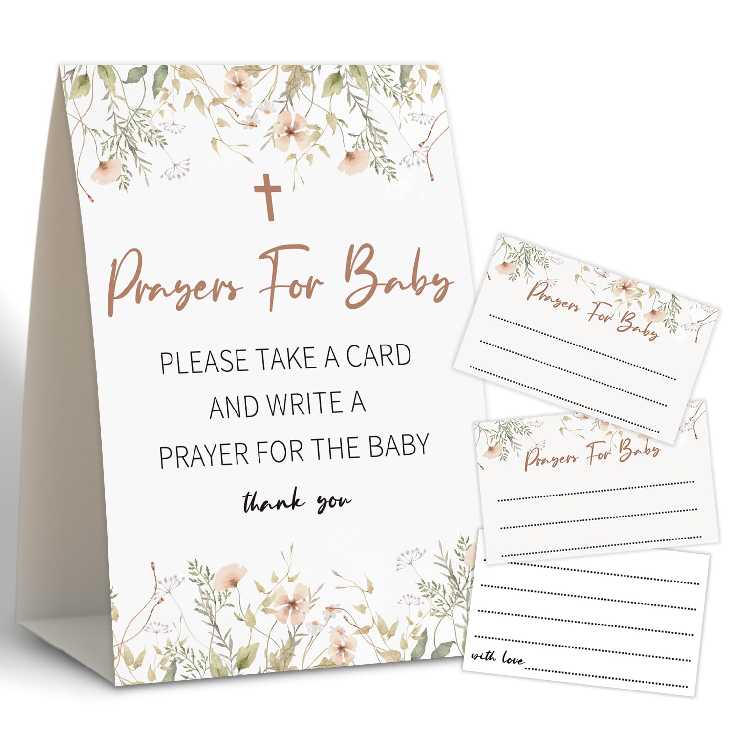 Boho Bridal Baby Shower Decorations,Prayers for Baby,Prayer Cards for Baby Shower,Baby Bible,Baby Shower Games,Pregnancy Prayer Cards,Baby Shower Guest Book,50 Prayer Cards & 1 Sign -11