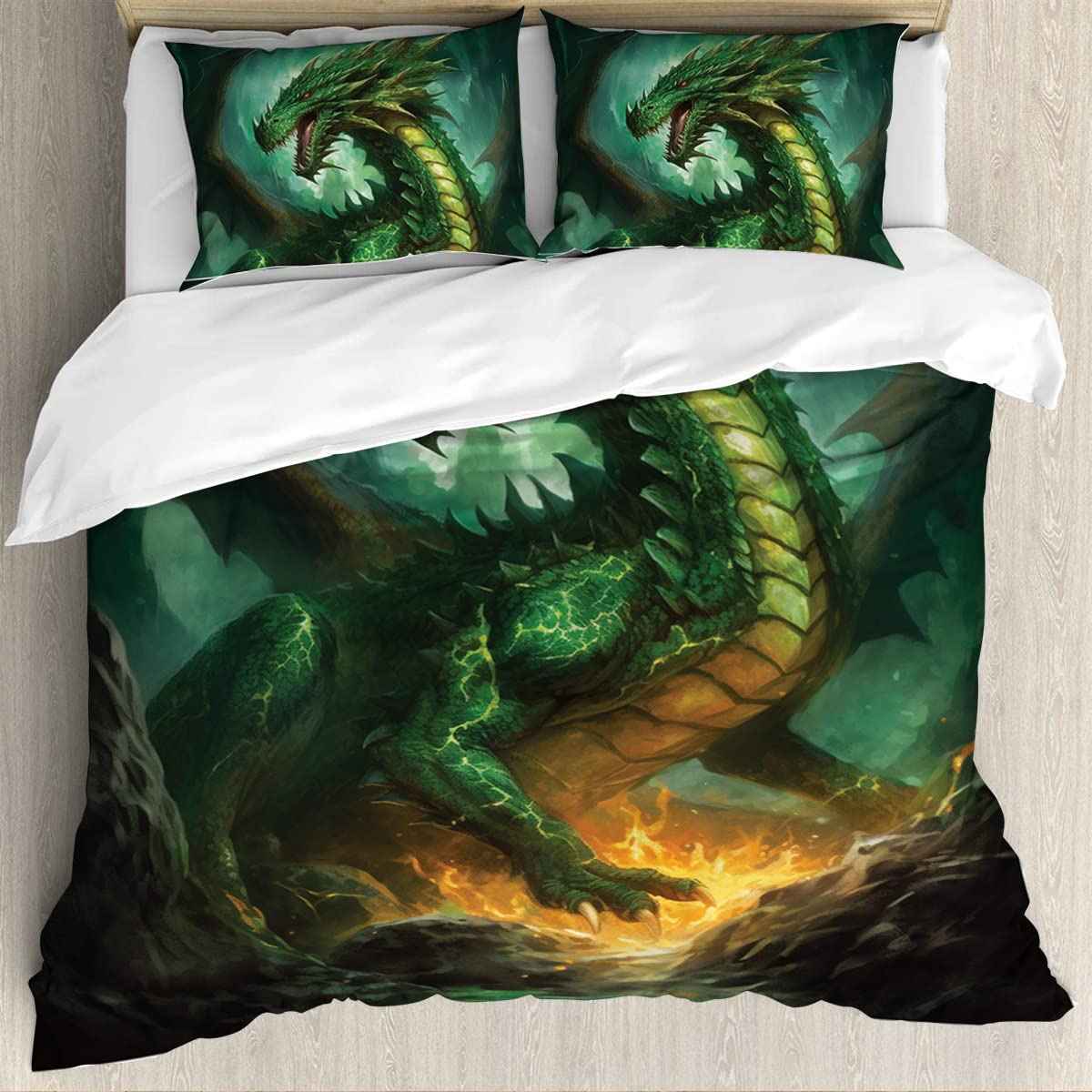 Personalized Green Dragon Duvet Cover Bedding Dragon - Dragon Comforter for Girls Boys Kid - Dragon Comforter, Quilts Bedding All Season, Dragon Bed Sets