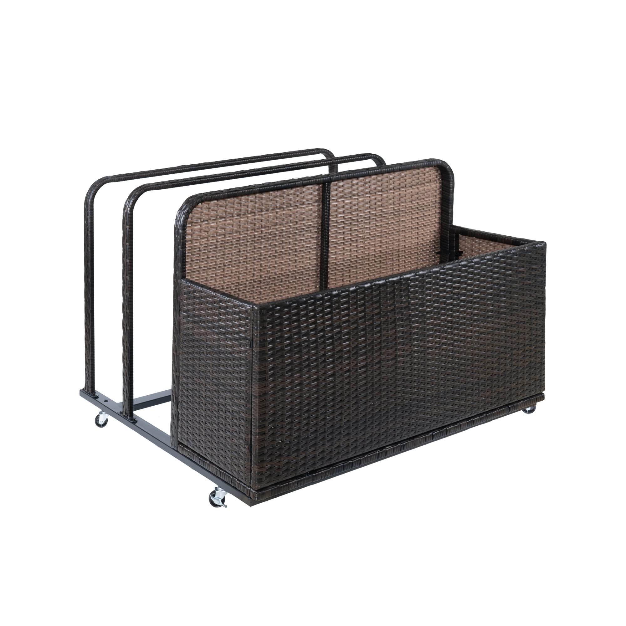 STMHOM Poolside Float Storage, Outdoor Storage, Patio Poolside Float Storage Basket, Storage Box, PE Rattan Outdoor Pool Caddy with Rolling Wheels for Floaties, Patio, Pool, Movable, Brown