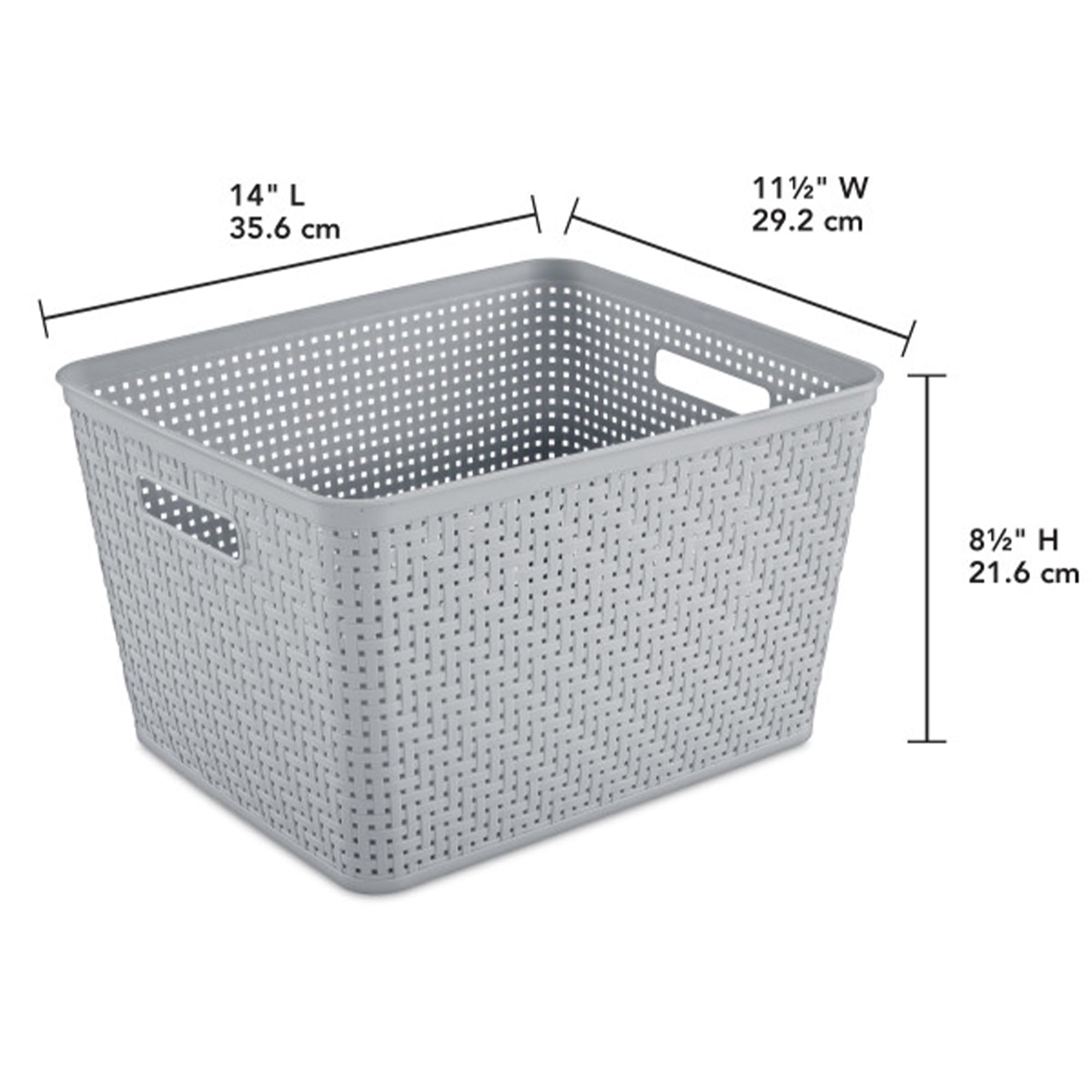 Sterilite 6 Pack Plastic Storage Bin Organization Containers, Tall Baskets, Cement