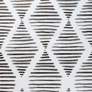 Yun-aeon 17.7" X 120" White and Black Stripe Peel and Stick Wallpaper Modern Diamond Contact Paper Geometric Removable Wallpaper Self Adhesive Wall Paper for Bedroom Drawers Cabinets Decor Vinyl