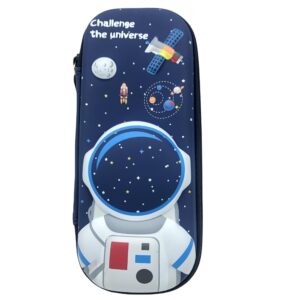 hianan 3d pencil case for kids, waterproof pencil box with compartments pen pouch (astronaut)