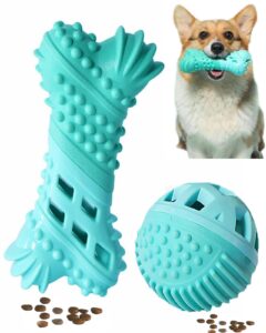 rfirady dog chew toys for aggressive chewers, 2 pack indestructible durable tough interactive dog toys with dog treat ball, puppy teething chew toys for small meduium large dogs