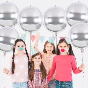 Metallic Silver Balloons, 22 Inch Large Sphere Round Balloons, 6 Pcs Silver Foil Mylar Balloons for Birthday Graduation Bridal Shower Halloween Party Decorations Supplies