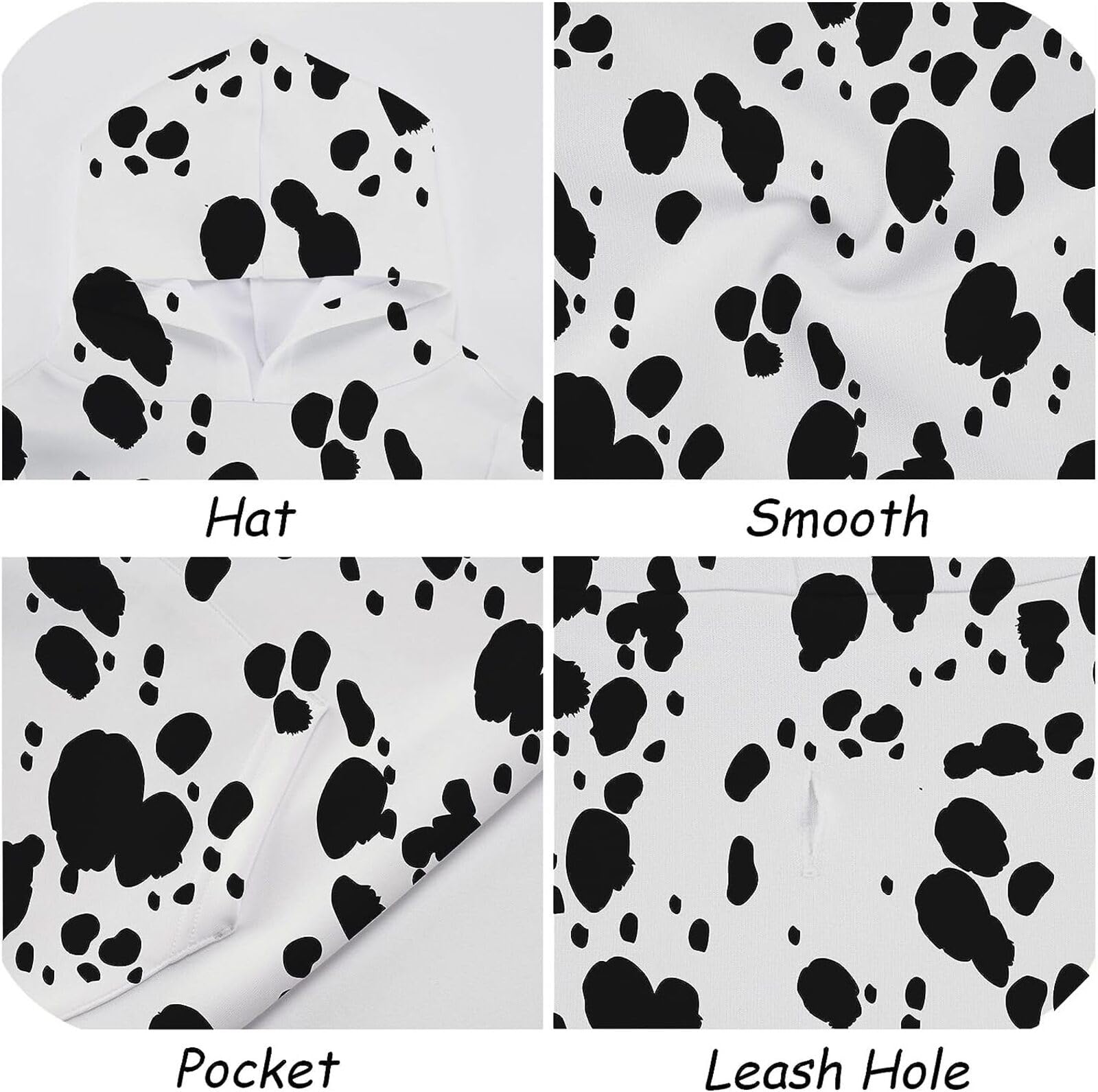 Dalmatian Print Pet Dog Cat Hoodies with Pocket Halloween Cosplay Clothes Costume Sweaters Outfits Pullover Sweatshirt for Large Medium Small Dogs Size Medium