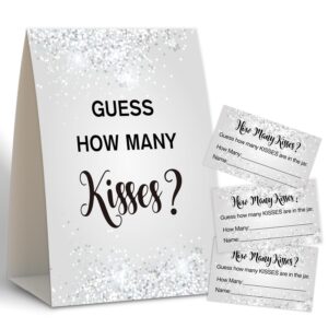 silver polka dot confetti design guess how many kisses bridal shower game,bridal shower decorations,popular bridal shower games,engagement party game,set including 1 sign and 50 guessing cards-08