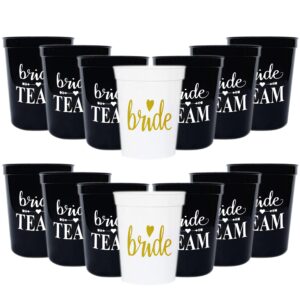 lady&home bachelorette party plastic cups bride team gifts reusable party cups for bridal party(black)