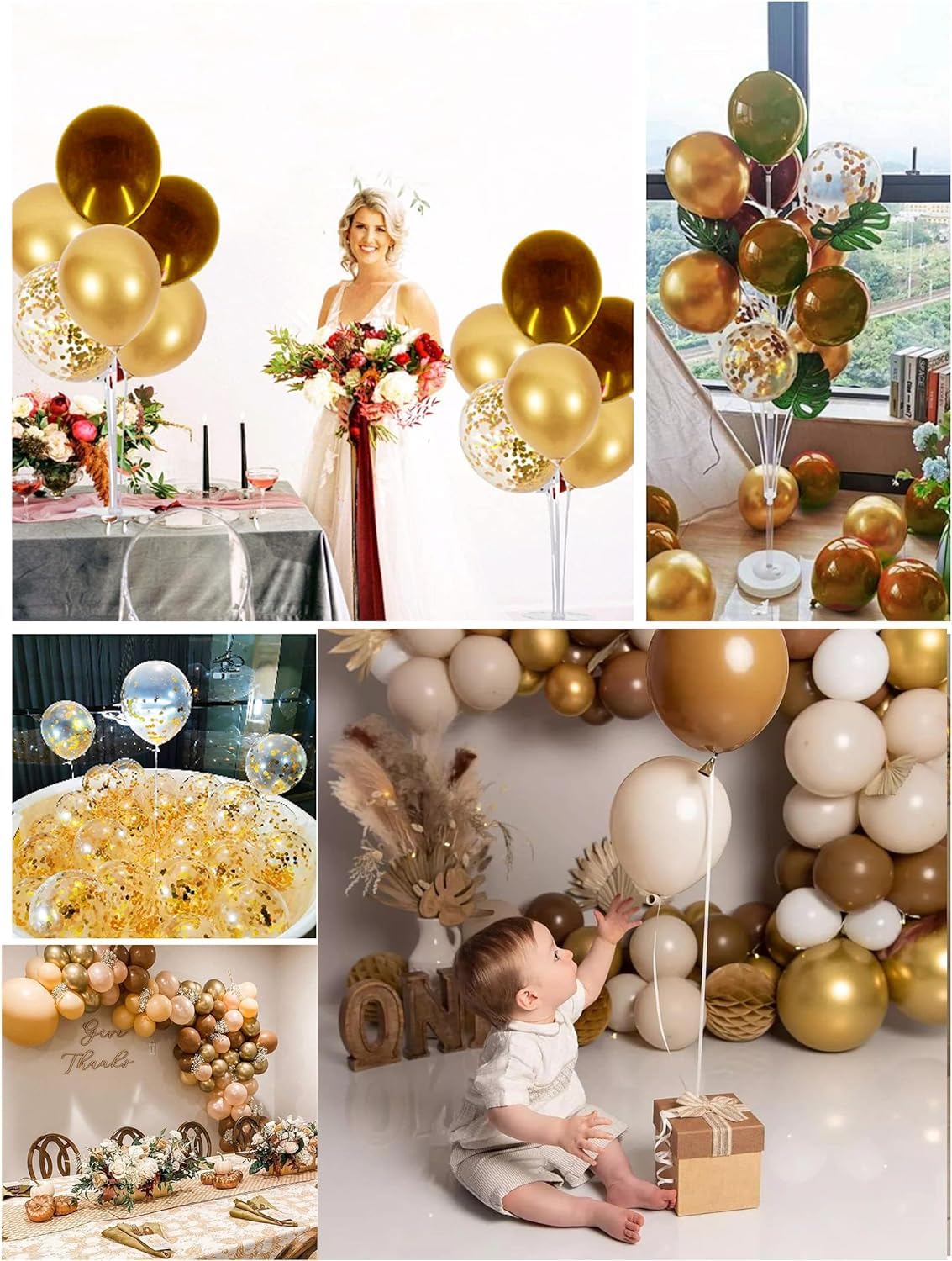 Graduation Party Decorations Brown Gold 2024/Brown Gold Balloons 45pcs for Woodland Teddy Bear Baby Shower Wild West Cowboy Party/Brown Gold Birthday Decorations