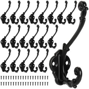 dicunoy 20 pack coat hooks for hanging, rustic decorative wall hooks for entryway, black vintage farmhouse hanger with screws for hanging backpack, key, hat, towel, cabin, mudroom