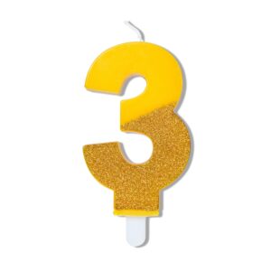 yellow number 3 birthday candles, yellow birthday number candles 3 gold cake number candles 3 party celebration