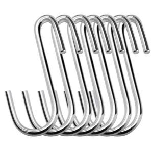 LU2000 Pack of 10 Heavy Duty S-Shape Hooks, Stainless Steel, 2.4" Pan Pot Holder Rack Hooks Hanging Hangers S Shaped Hooks for Kitchenware Pots Utensils Clothes Bags Towels Plants