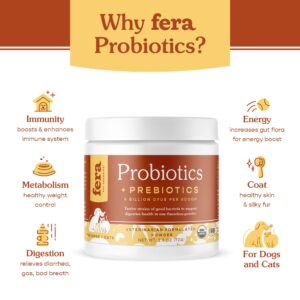 Fera Pets Probiotics and Hip & Joint Supplements for Dogs Bundle – All Natural Probiotics Powder with 5 Billion CFUs per Scoop – Joint Care and Health Support Chewy Dog Treats (90 Soft Chews)