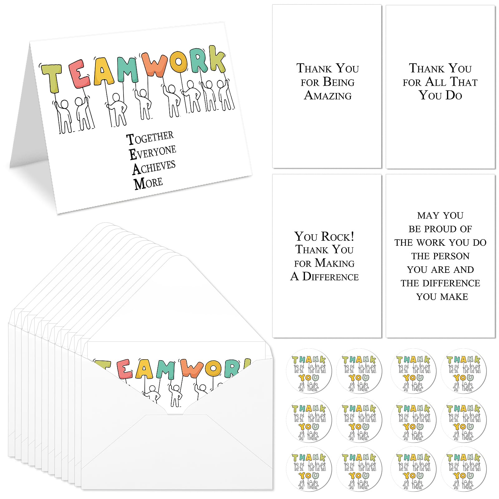 Tenceur 72 Sets Appreciation Cards with Envelopes Employee Appreciation Cards Work Anniversary Cards for Employees Work Anniversary Cards Staff Gifts