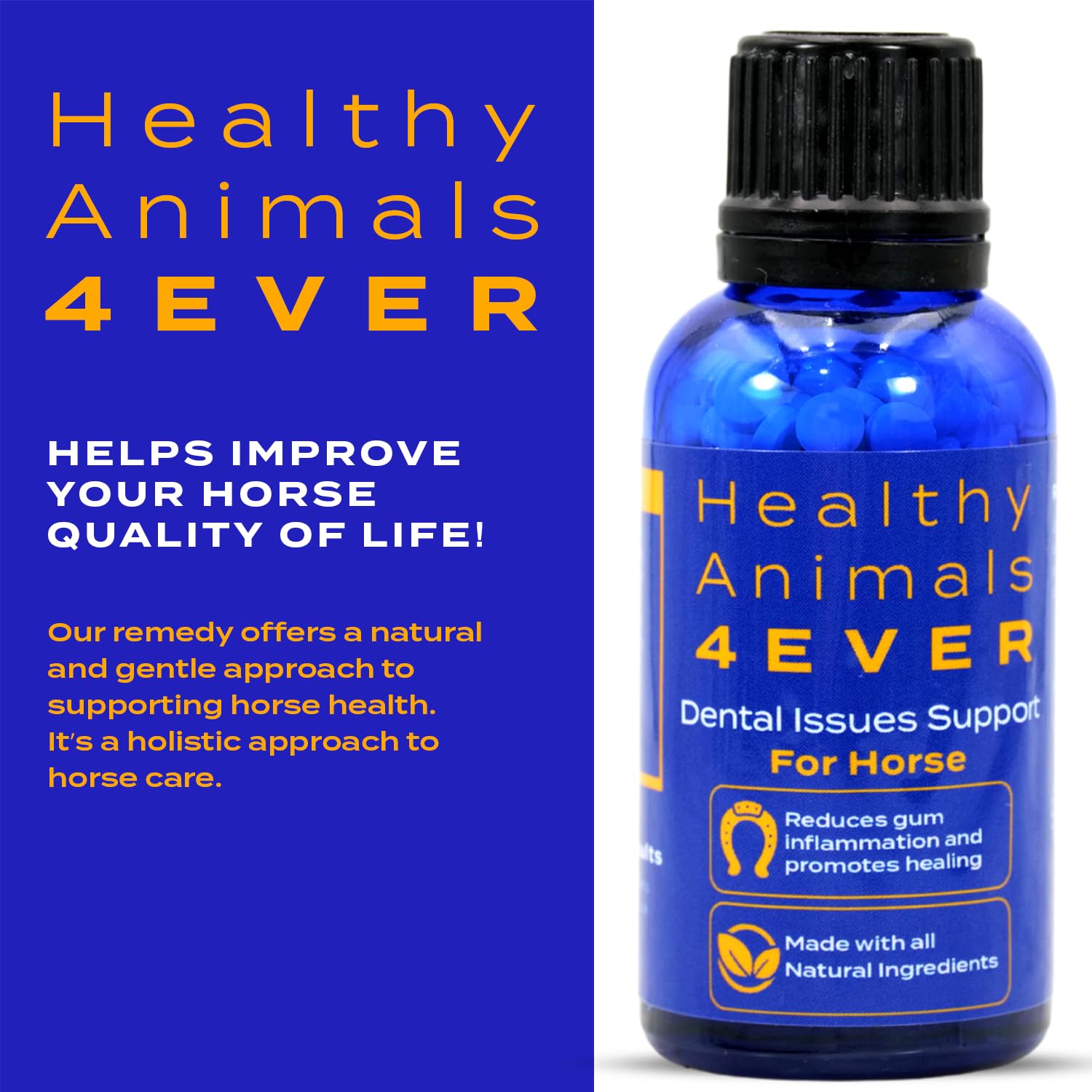 Healthy Animals 4Ever All-Natural Horse Dental Health Support - Maintains Strong, Healthy Teeth & Bones - Dental Supplements for Horses - Homeopathic & Highly Effective - 300 Tablets