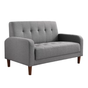 husbedom 50.4" tufted loveseat small couch for small spaces, mid century modern sofa 2 seater mini love seat furniture for living room bedroom apartment office dorm studio, light gray